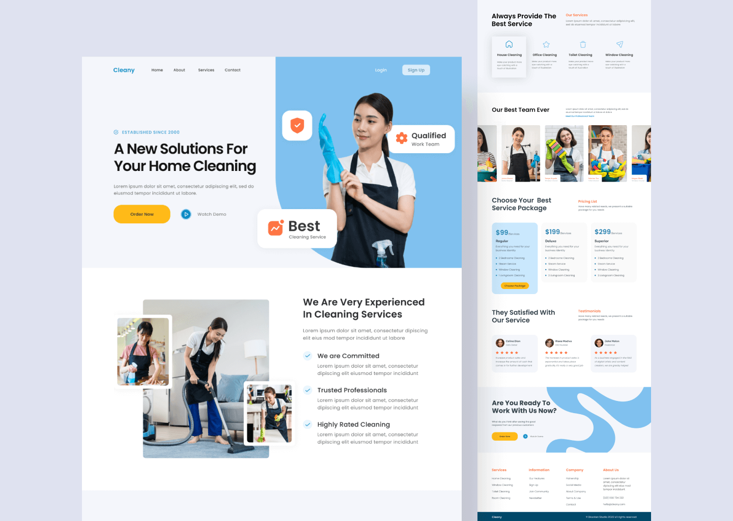 Free Download: Cleany – A Clean & Modern UI Design Kit for Cleaning Services (Figma) - dkonten.com